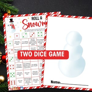 Roll A Snowman Dice Game, Kids Christmas Game Activity, Christmas Party ...