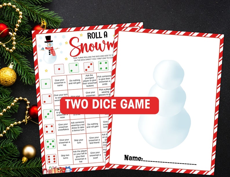 Roll A Snowman Dice Game, Kids Christmas Game Activity, Christmas Party ...