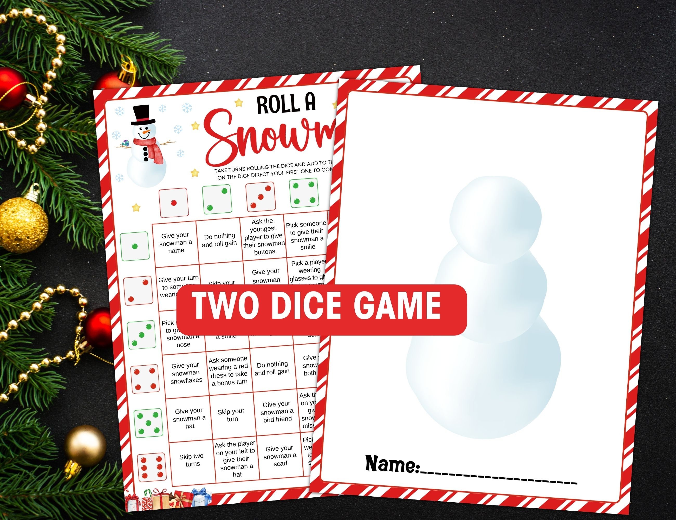 Roll A Snowman Dice Game, Kids Christmas Game Activity, Christmas Party ...