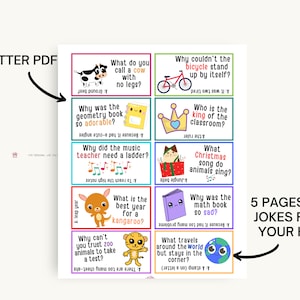 Kids Lunch Box Notes Jokes, Lunch Box Jokes Printable, Kids Lunch Notes ...