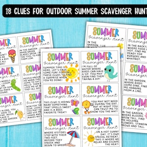 Outdoor Scavenger Hunt for Kids Summer, Fun Summer Treasure Hunt Clues ...