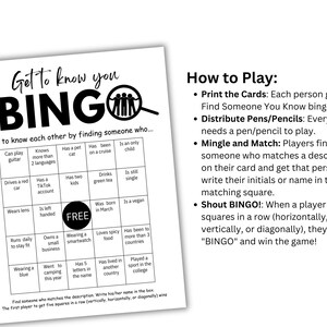 Get to Know You Bingo, Find Someone Who Bingo, Find the Guest Bingo ...