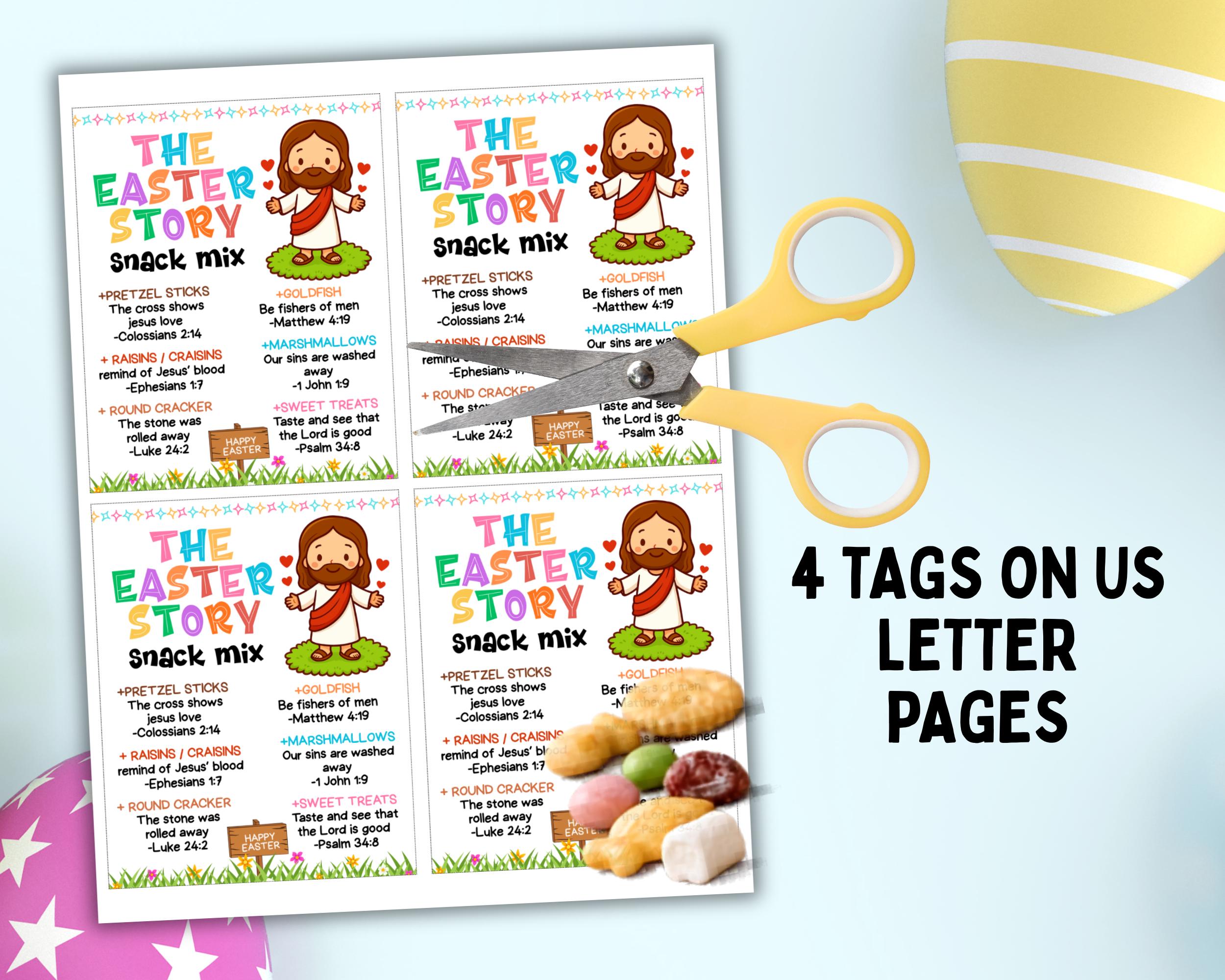 Easter Story Snack Mix Tag, Christian Easter Treat Bag Topper ...