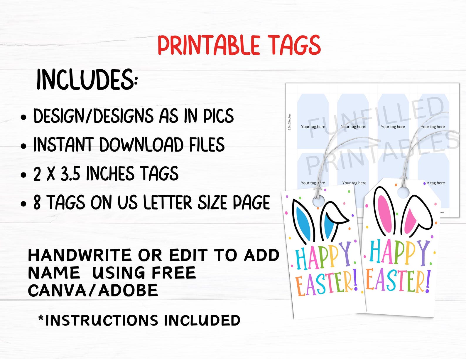 Editable Easter Gift Tags Printable Easter Kids Easter Basket Tag, Cute ...