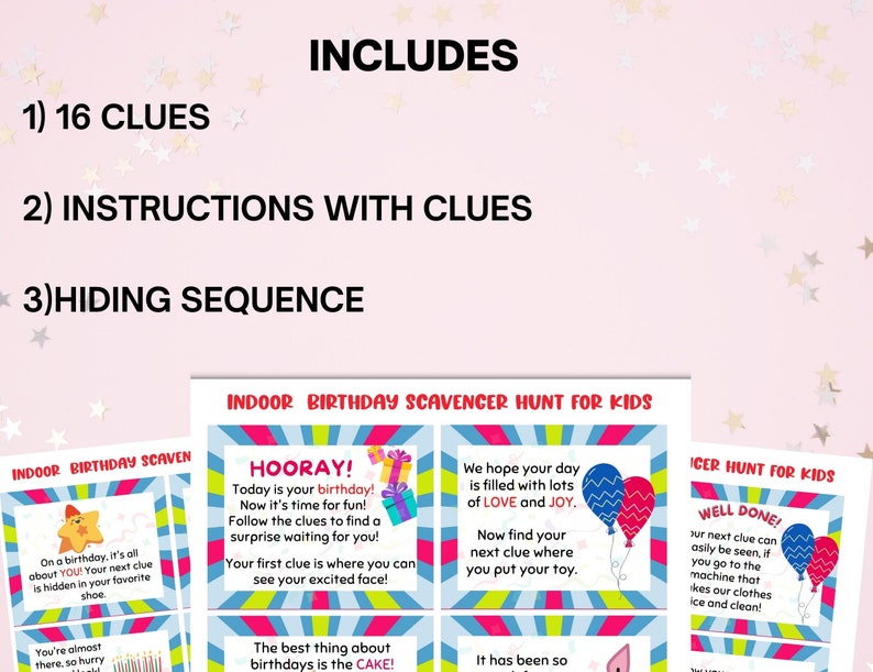 Birthday Scavenger Hunt for Kids Birthday Treasure Hunt Clue - Etsy