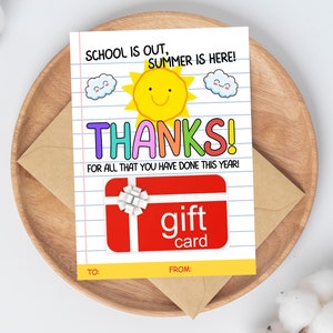End of Year Teachers Gift Card Holder for Summer, End of School Teacher ...