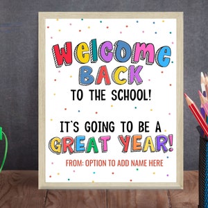 Welcome Back to School Sign Tags Printable, First Day of School Sign to ...