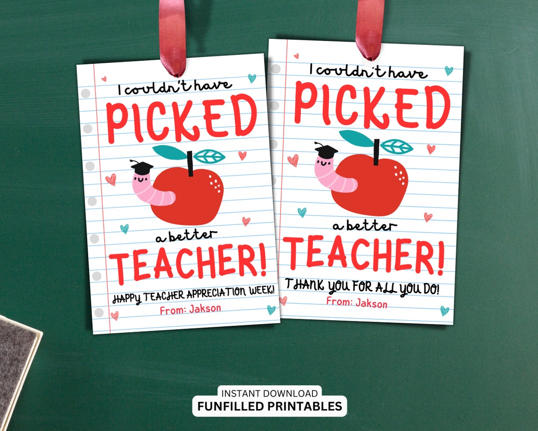 Apple Teacher Appreciation Tags, Apple Teacher Gift Tag, Printable ...