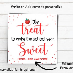 First Day of School Treat Tag, Back to School Tags, Welcome Back to ...