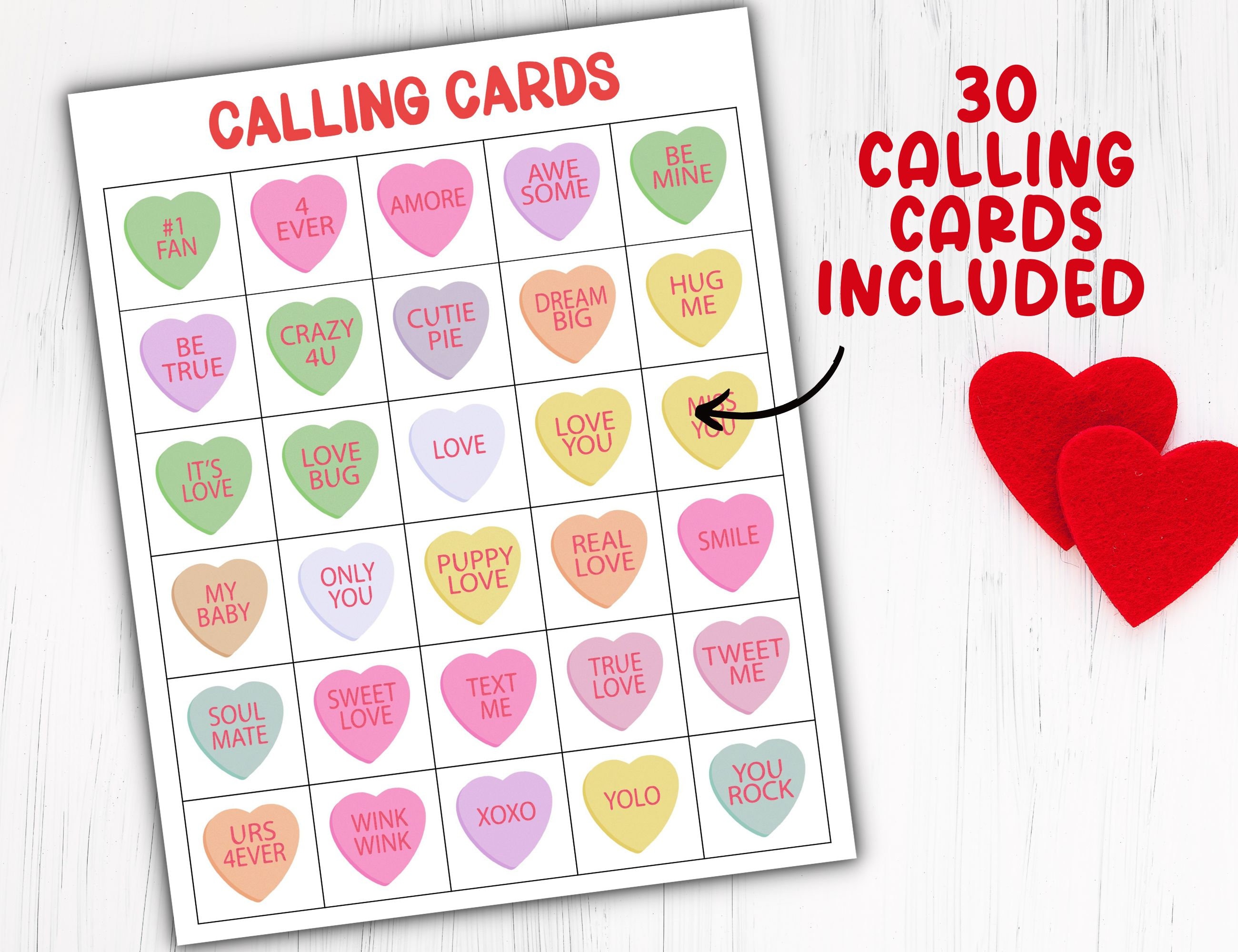 Valentines Day Bingo Conversation Hearts Game 100 Printable - Etsy