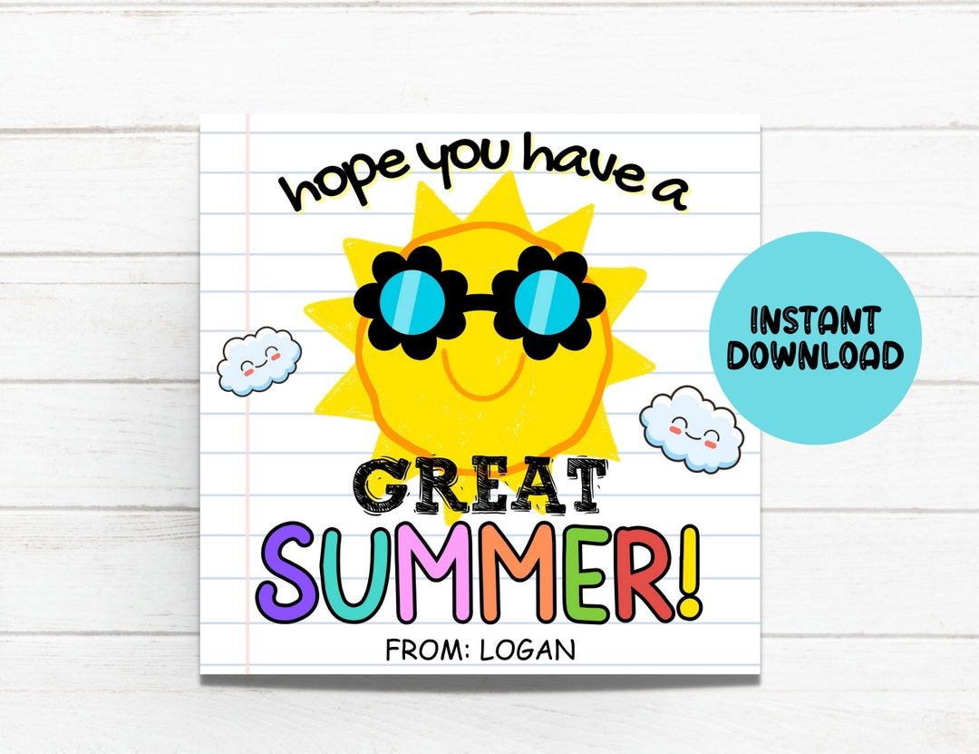 End of Year Tags, Sun Summer Gift Tags Teacher Thank You, Classroom ...