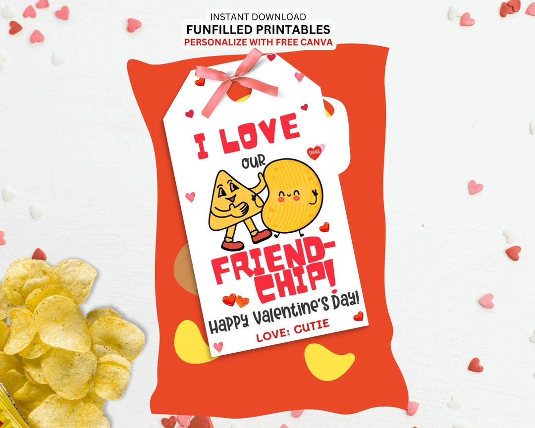 Valentines Chip Bag Tag, Kids Classroom Valentines Day Gifts for School ...
