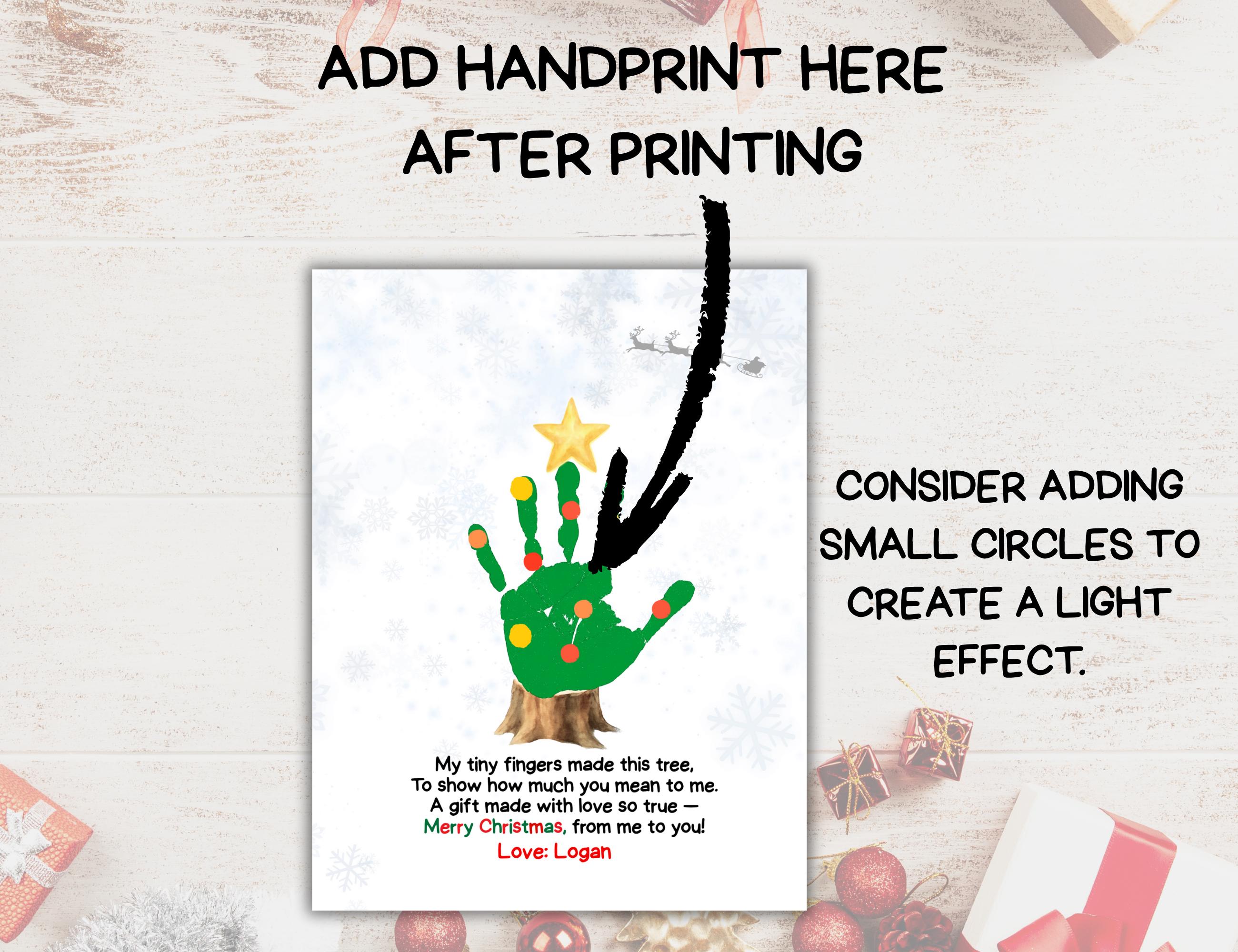 Christmas Handprint Art, Xmas Tree Handprint Poem, DIY Xmas Card,gift ...