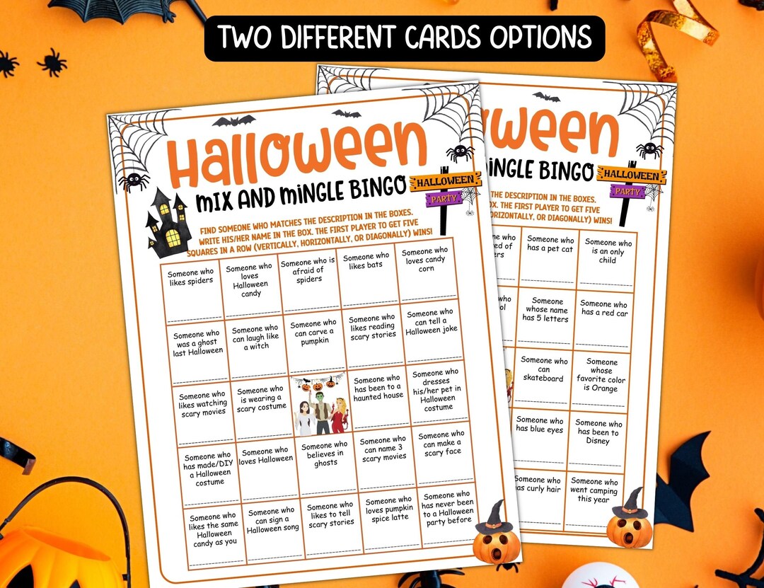 Halloween Find the Guest Icebreaker Bingo Game, Mix and Mingle Bingo ...