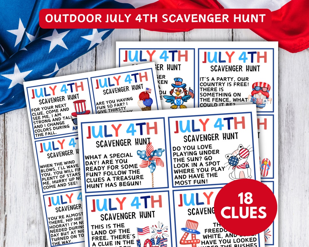 4th of July Scavenger Hunt, Outdoor Scavenger Hunt for Kids, Printable ...
