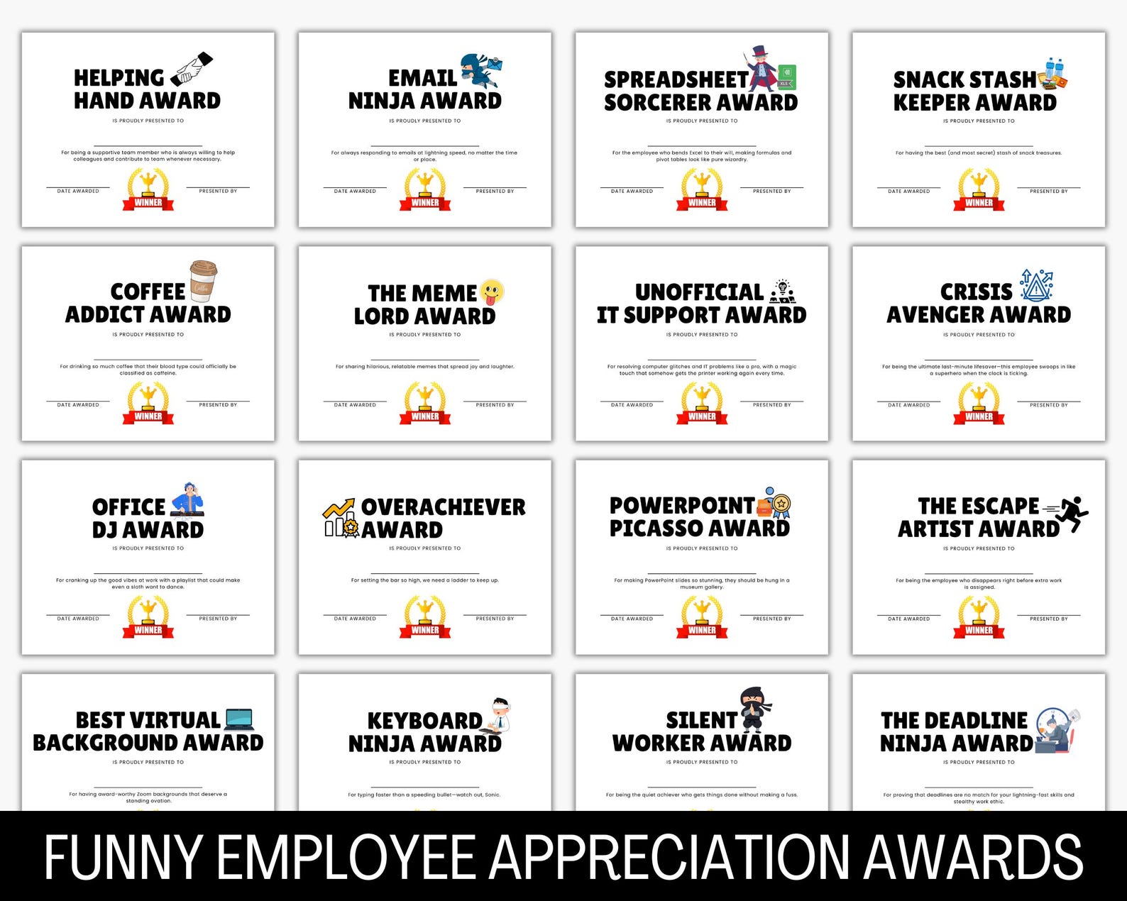 Funny Employee Appreciation Award Certificate, Office Recognition ...