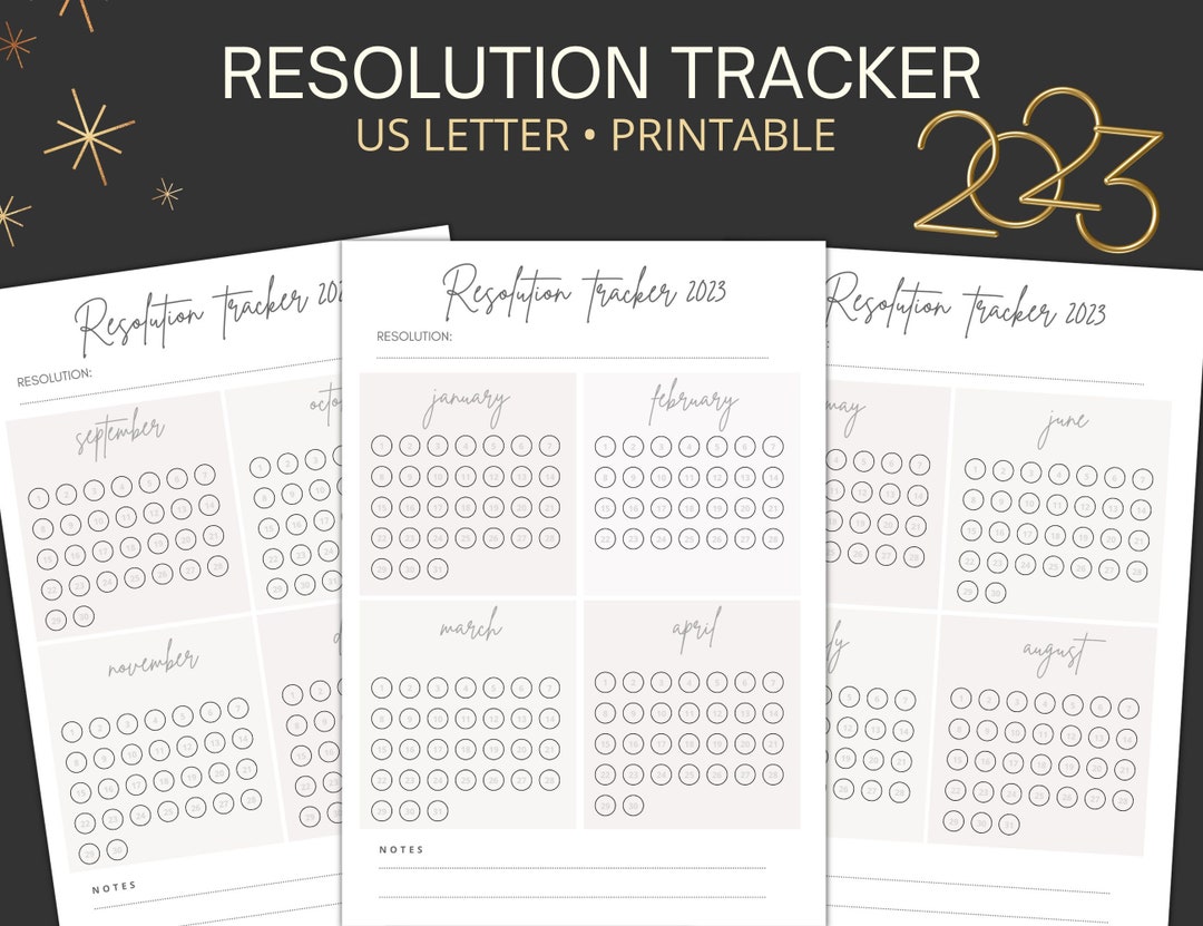 Resolution Tracker 2023 Printable New Year Resolution - Etsy