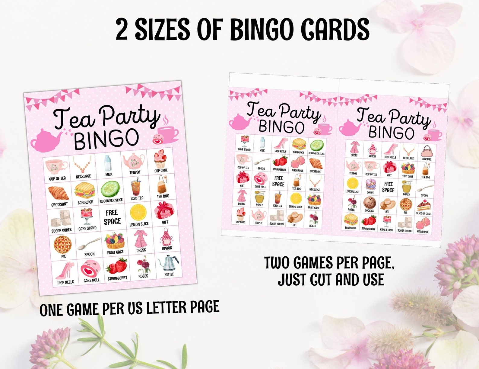 20 Tea Party Bingo Cards, Tea Party Games, Afternoon Tea Party Bingo ...