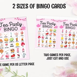 40 Tea Party Bingo Cards, Tea Party Games, Tea Birthday Party ...
