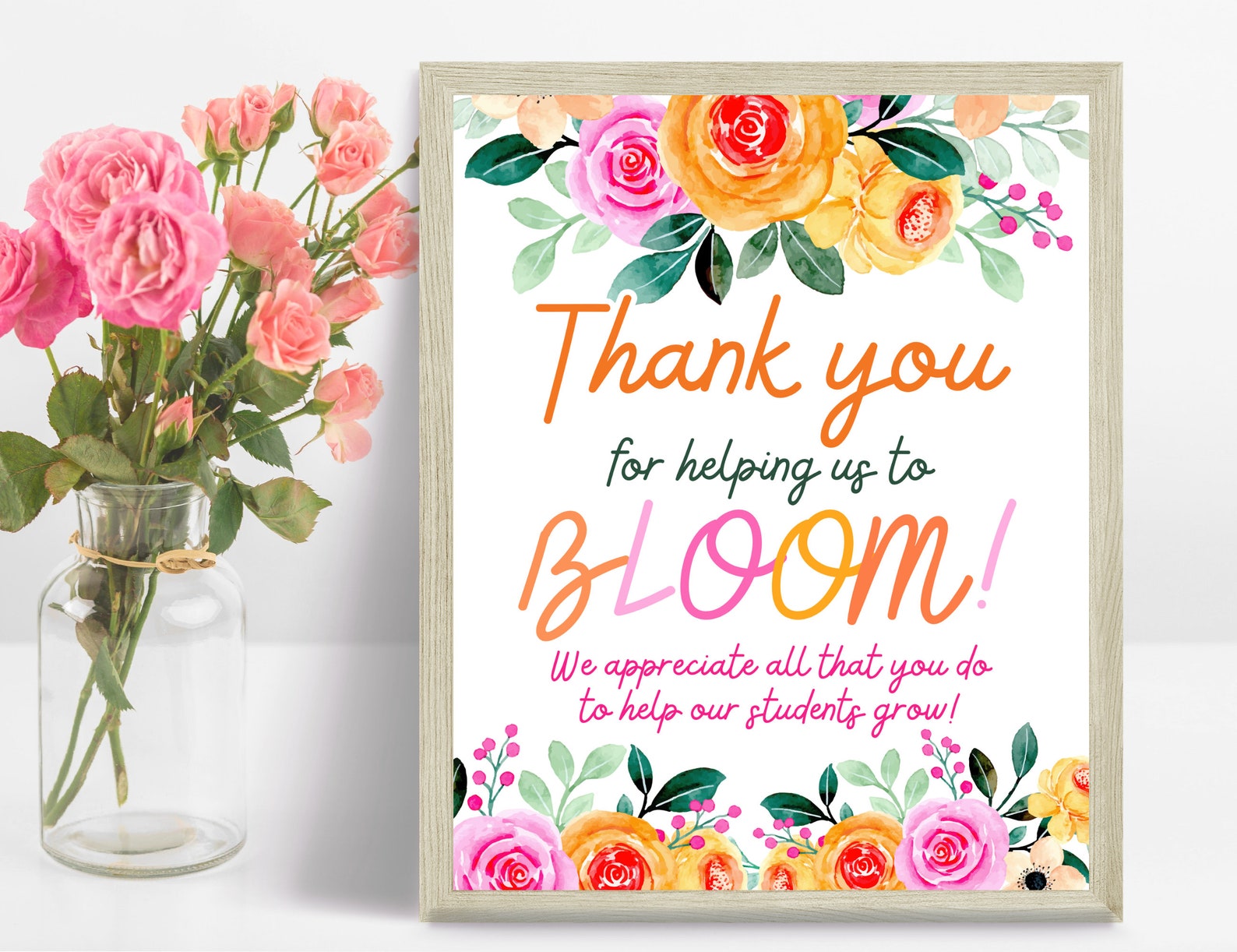 Thank You for Helping Us Bloom Printable Sign, Spring Teacher ...