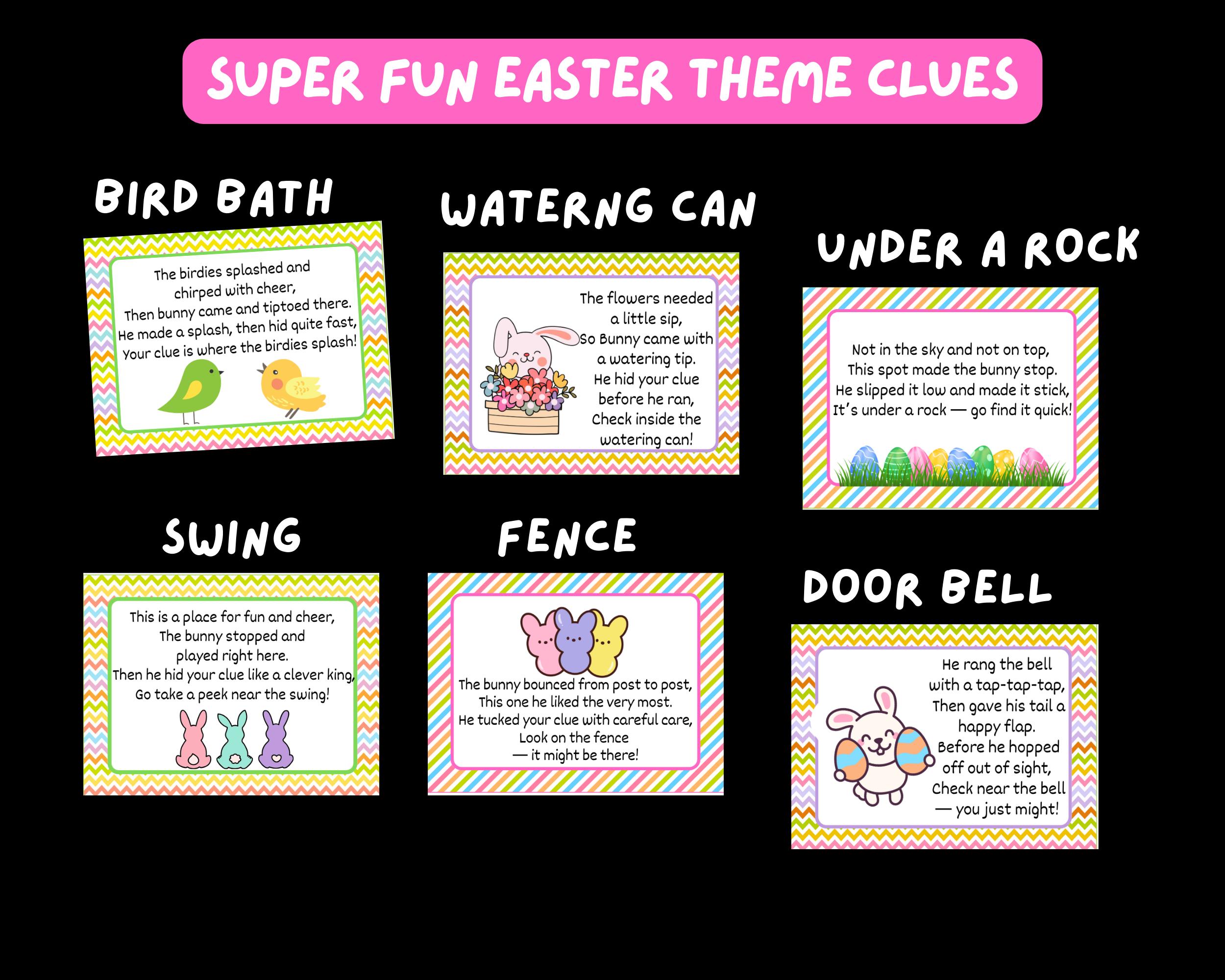 Easter Scavenger Hunt Clues Outdoor Easter Egg Hunt, Backyard Easter ...