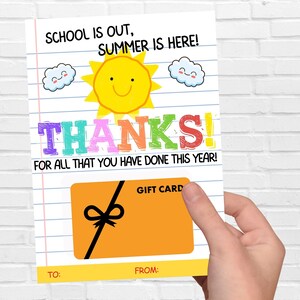 Summer Teacher Gift Card Holder, End of Year Teacher Gift, Teacher ...