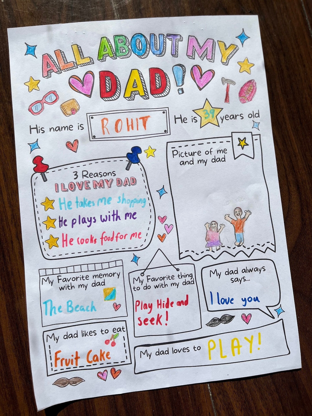 All About My Dad Printable Father's Day Questionnaire Dad, DIY Gift for ...