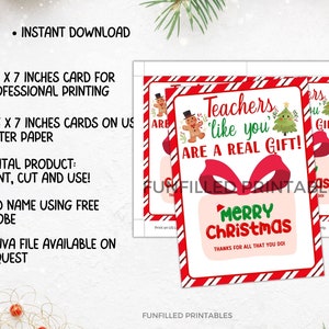 Teacher Christmas Gift Card Holder Printable, Christmas Teacher Gifts ...