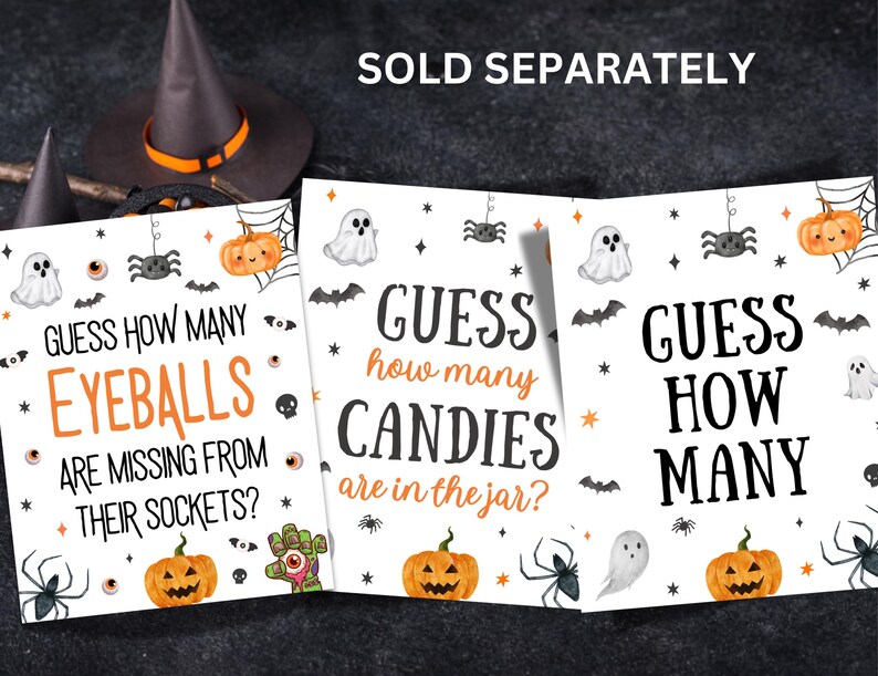 Halloween Guess How Many Guessing Game Printable Sign, Easy Halloween ...