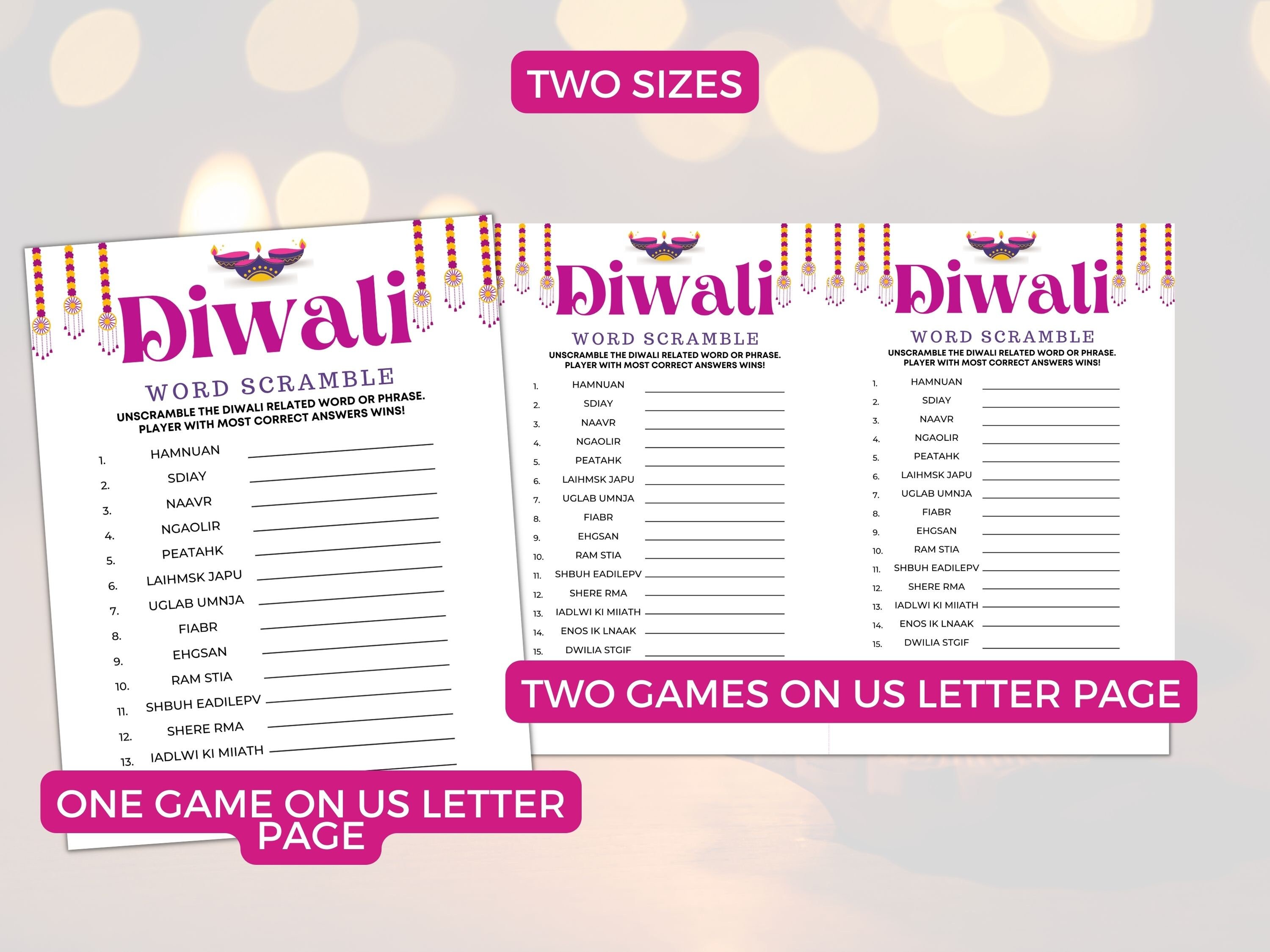Diwali Word SCRAMBLE Game, Printable Diwali Game for Kids and Adult ...