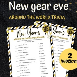 New Years Trivia Game, New Years Eve Party Game, New Years World, Fun ...