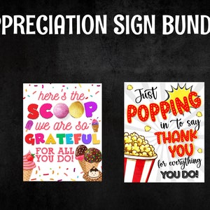 Appreciation Sign Printable Bundle for Staff / Teacher/ Employee ...