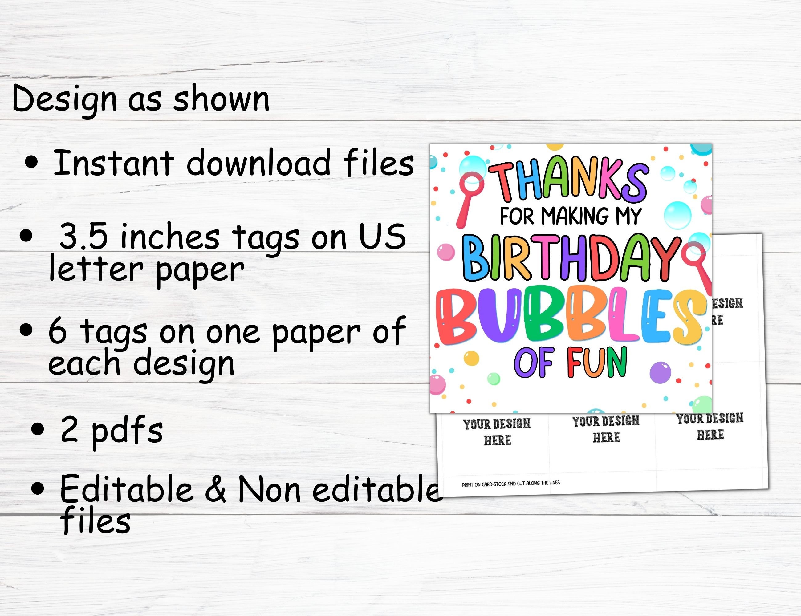 Bubbles of Fun Birthday Party Favors, Bubble Party Favors Tags, Bubble ...
