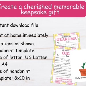 Personalized Mother's Day Gift for Grandma Gigi, All About Grandma Gigi ...