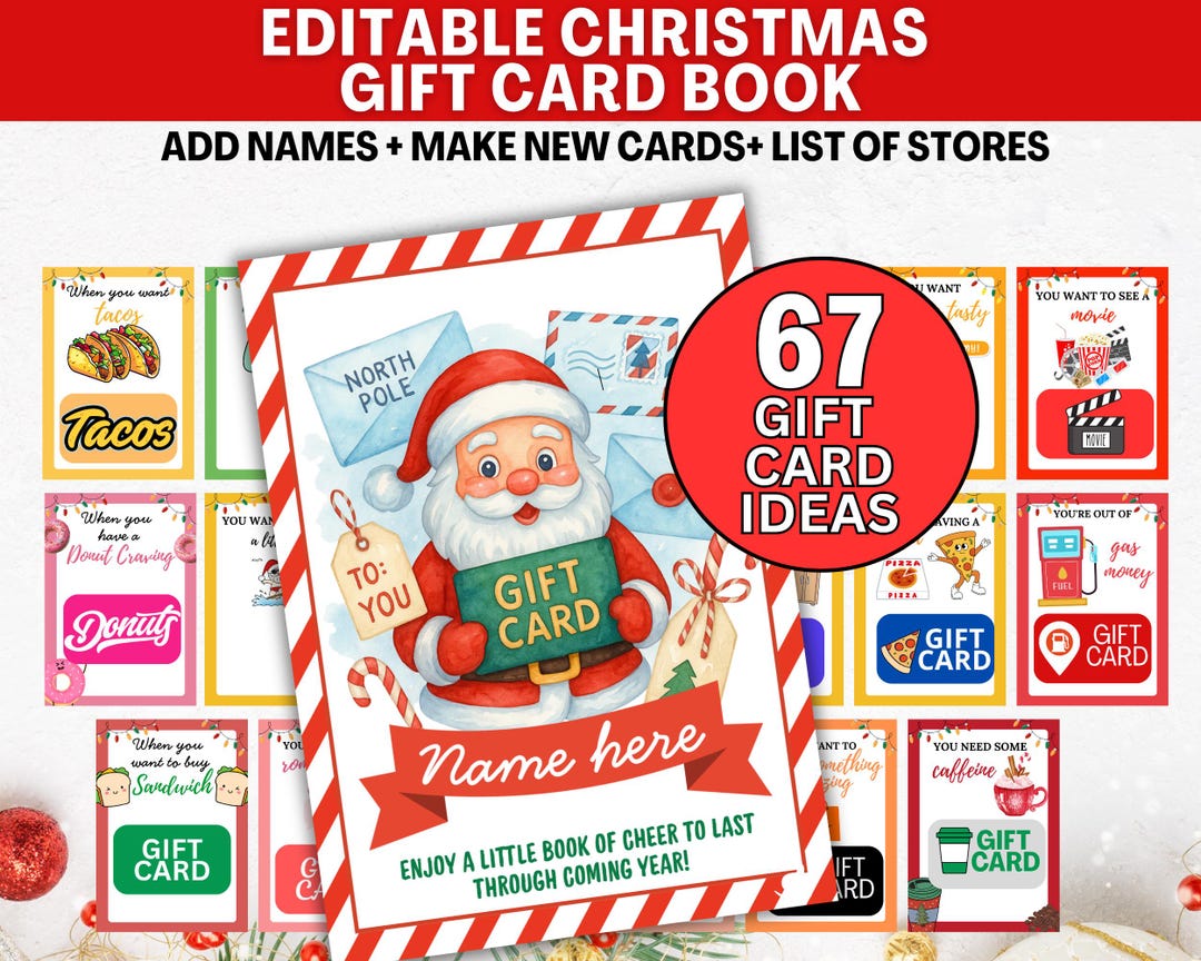 Merry Christmas Gift Card Book Printable, Teen Xmas Gift Card Book ...