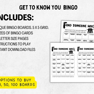 Get to Know You Bingo, Find Someone Who Icebreaker Bingo Game Activity ...