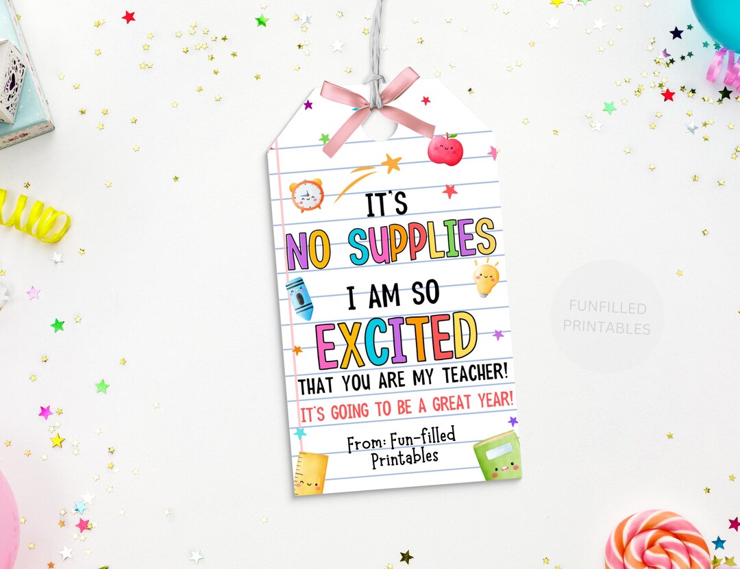 Teacher School Supplies Gift Tag, I’m Excited You’re My Teacher Gift ...