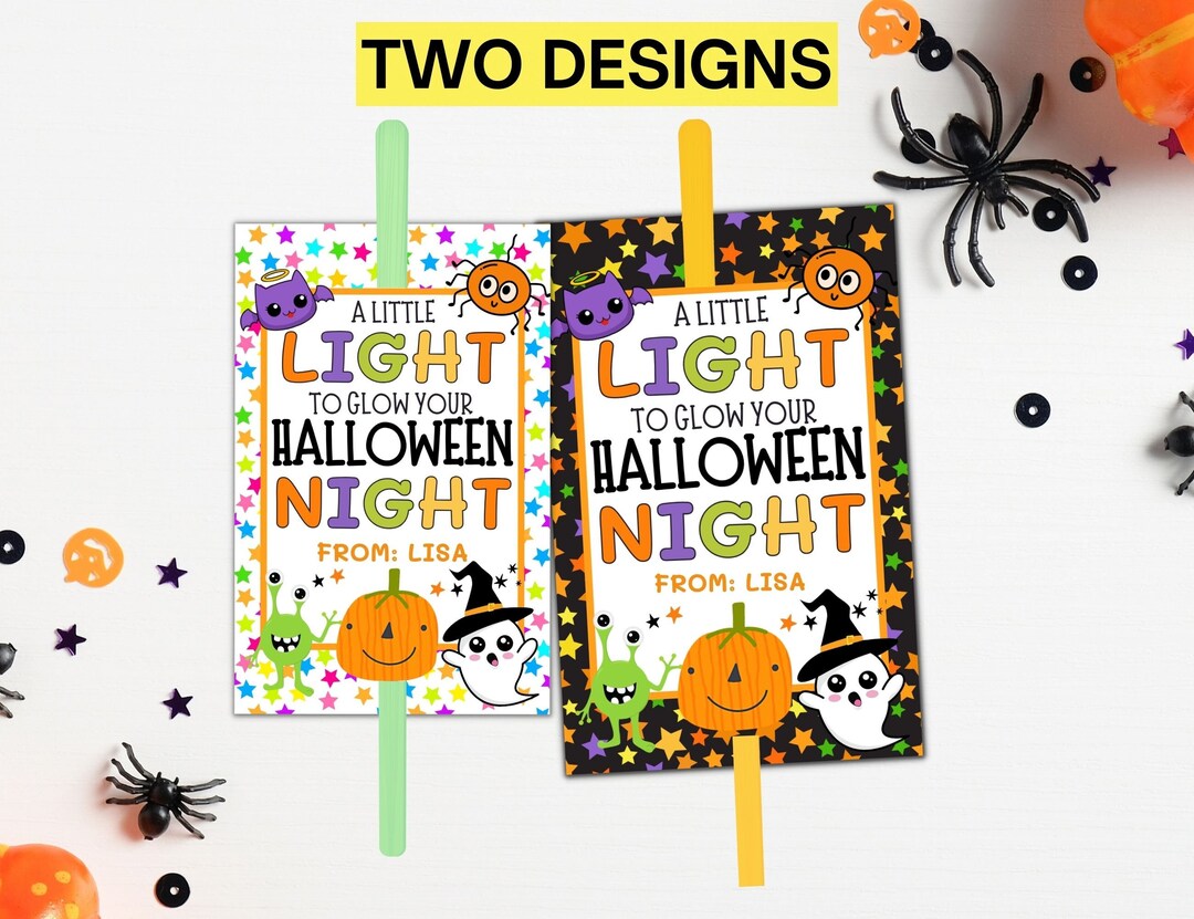Halloween Glow Stick Tag, Halloween Night Light Glow Stick Holder ...