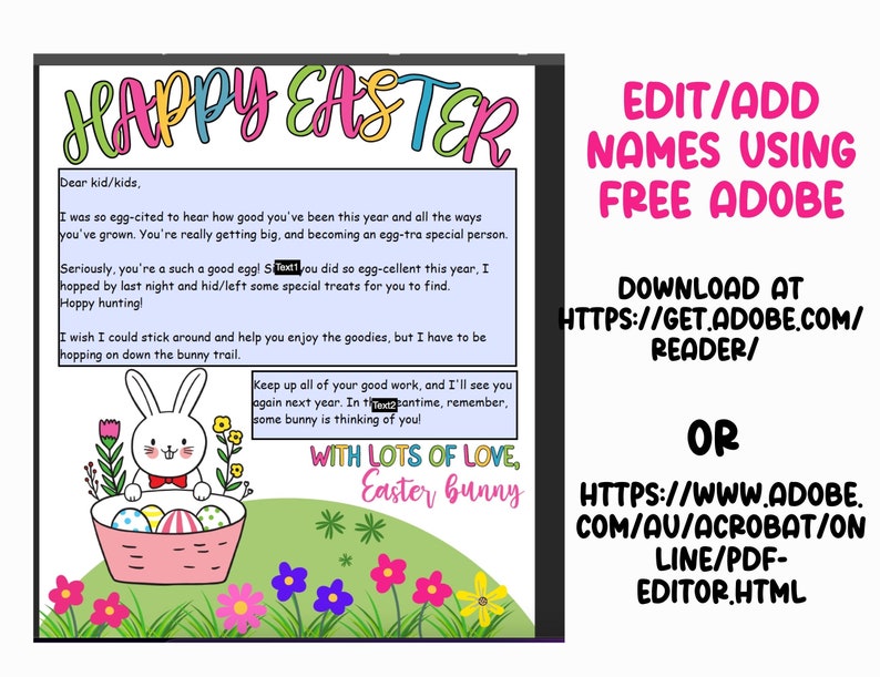 Easter Bunny Letter Printable, Letter From Easter Bunny, Simple Easter ...