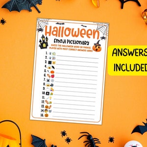 Halloween Emoji Pictionary Game, Halloween Games for Kids Teens Adults ...