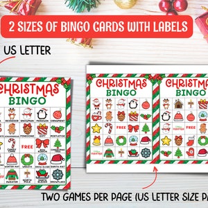 50 Christmas Bingo Cards, Fun Christmas Game, Printable Christmas Bingo ...