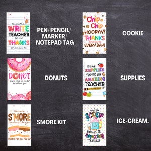 Teacher Appreciation Tags Bundle, Thank You Teacher Tags, Printable ...
