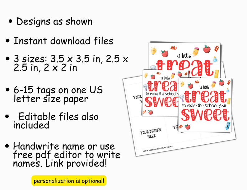 Back to School Tags, First Day Teacher Cookies Tags, Treat Tag, Welcome ...