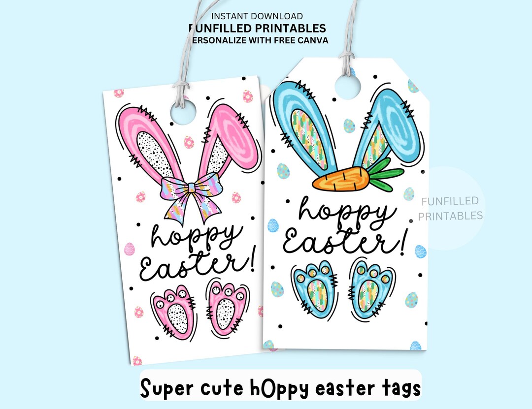 Hoppy Easter Tag, Easter Treat Bag Tags, Easter Tags for Kids, Easter ...