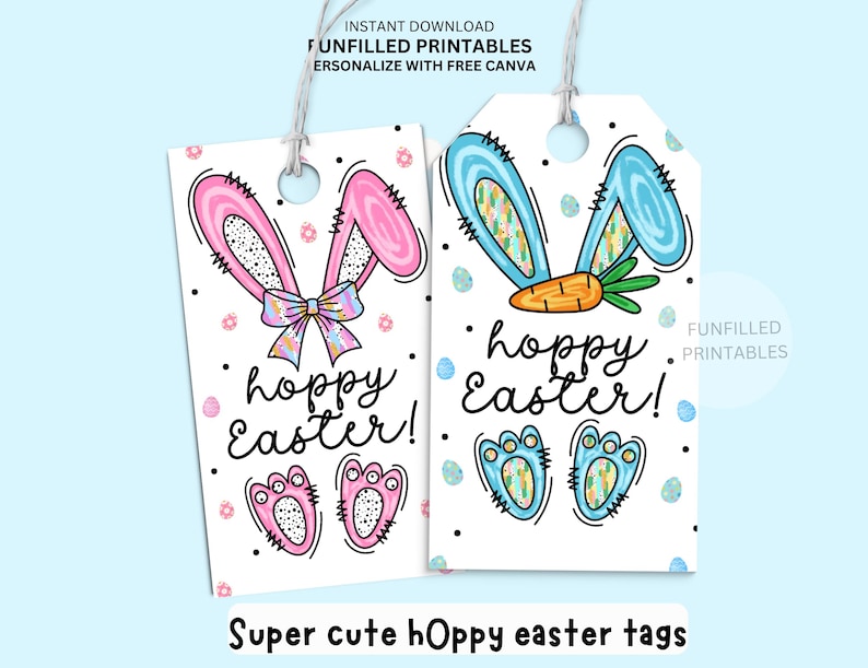 Hoppy Easter Tag, Easter Treat Bag Tags, Easter Tags for Kids, Easter ...