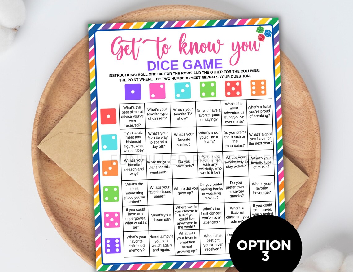 Icebreaker Game, Get to Know You, Team Building Game, Table Talk Dice ...