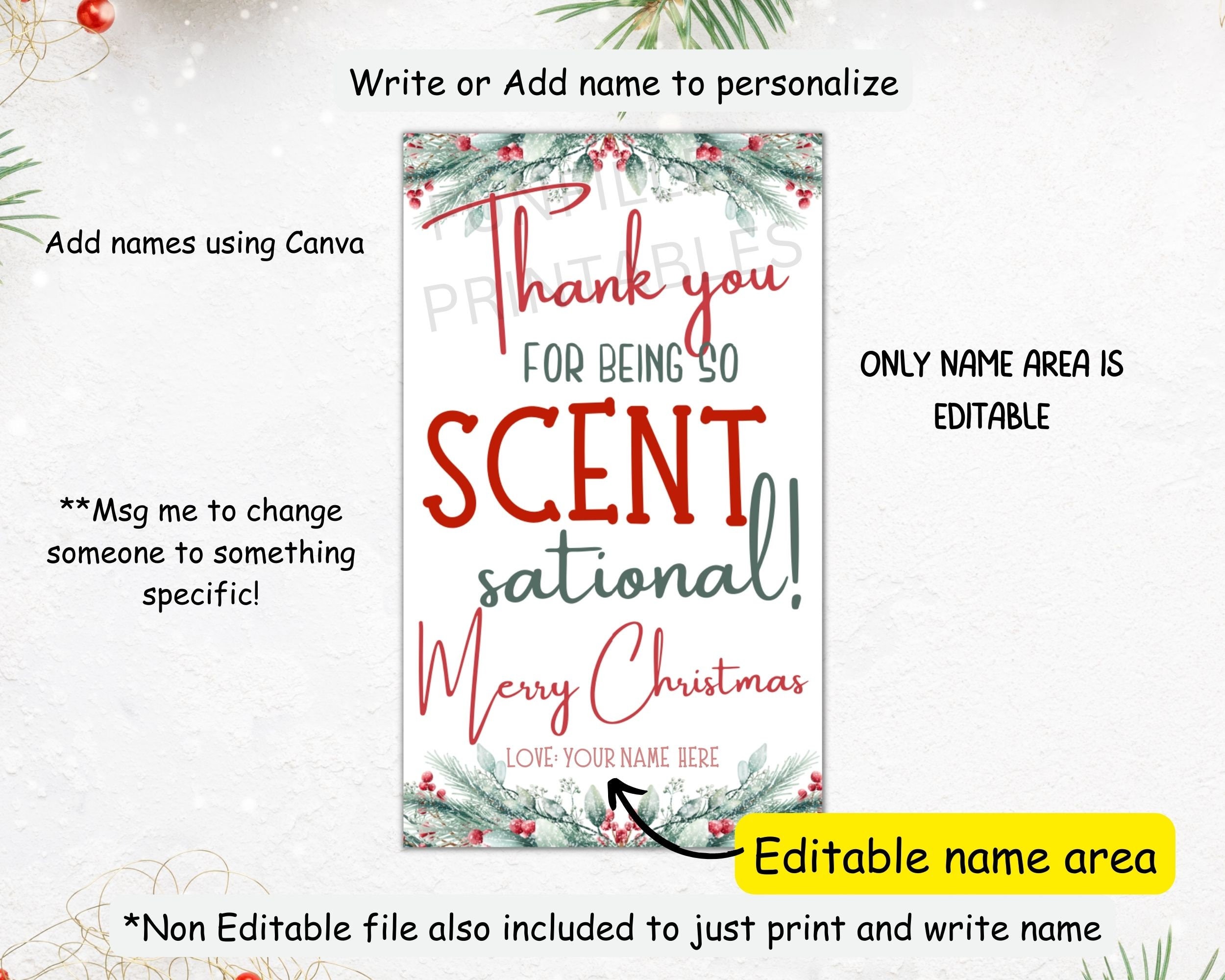 Christmas Thank You Tag, Scentsational Christmas Tag, Teacher Staff ...