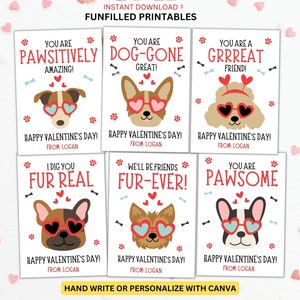 Printable Dog Valentines Day Cards for Kids, Classroom Valentines Gift ...