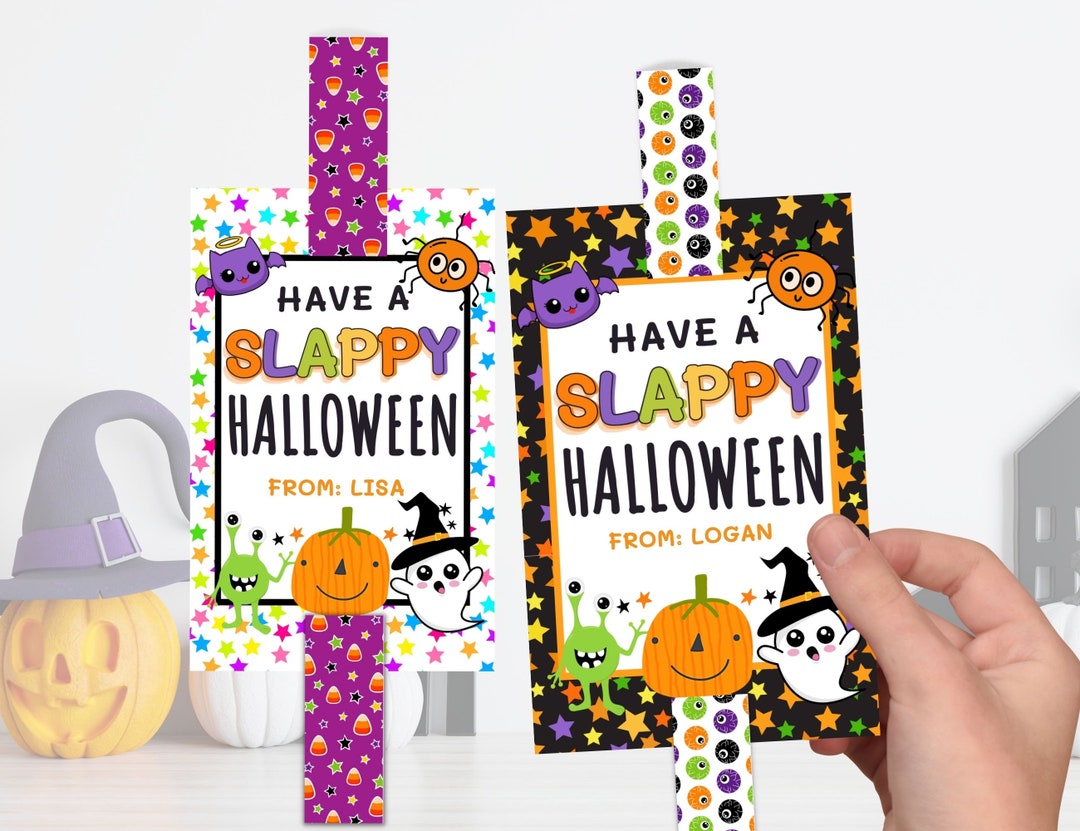 Halloween Slap Bracelet Gift Tag, Slappy Halloween Class Gifts, Slap ...