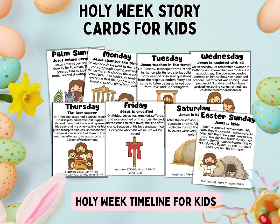 Holy Week Cards for Kids, Easter Story Cards Printable Holy Week ...